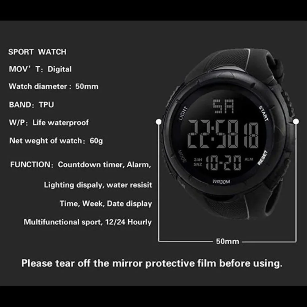 Accessories | Mens Digital Sports Watch Waterproof Military Electronic ...